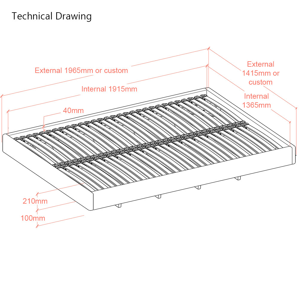 Lalit 4ft 6 Double Floating Upholstered Bed Frame